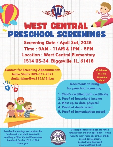 West Central C.U.S.D. #235 - WC Preschool Screenings (April 3, 2025)
